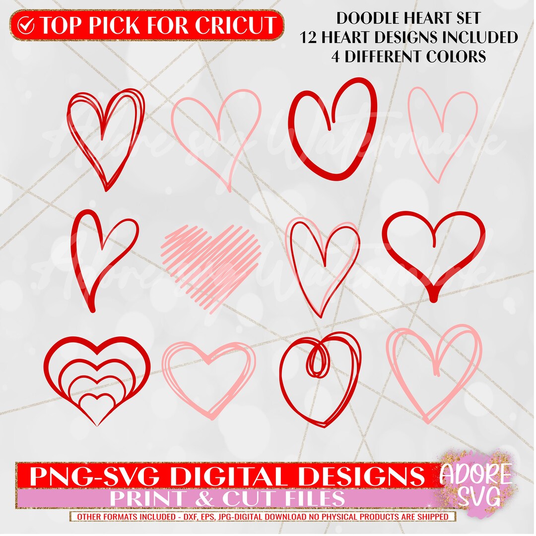 Doodle Heart SVG Bundle, Heart SVG Bundle, Sketch, Hand-drawn Heart Svg ...