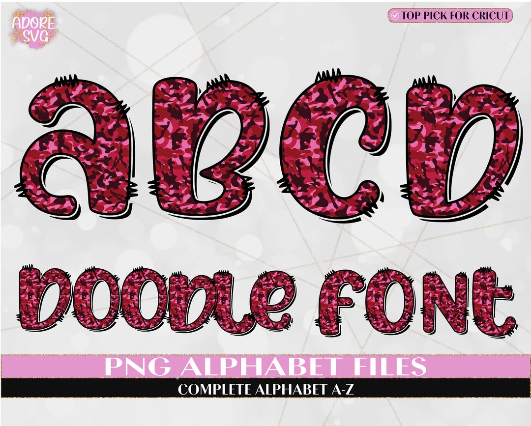 Camo Doodle Alphabet Letters PNG, Military Camouflage Doodle Font, Army ...