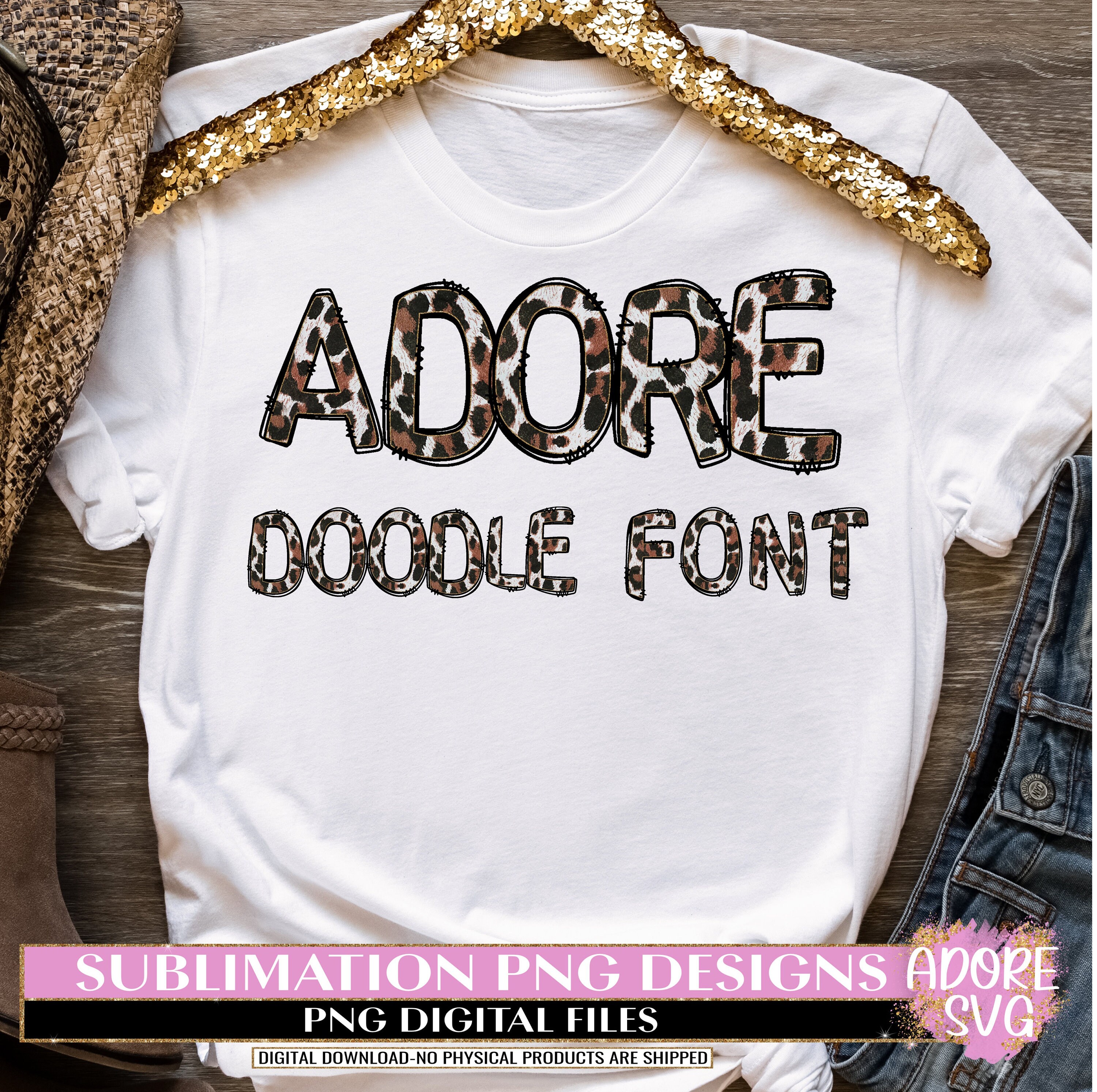 Glitter Cheetah Print Doodle Font Hand Drawn Doodle Font - Etsy