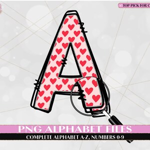 Valentine Hearts Doodle Font Bundle PNG Valentines Doodle - Etsy