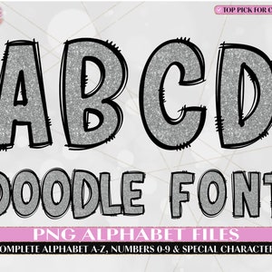 Rose Gold Glitter Doodle Letters PNG, Glitter Doodle Font, Glitter ...