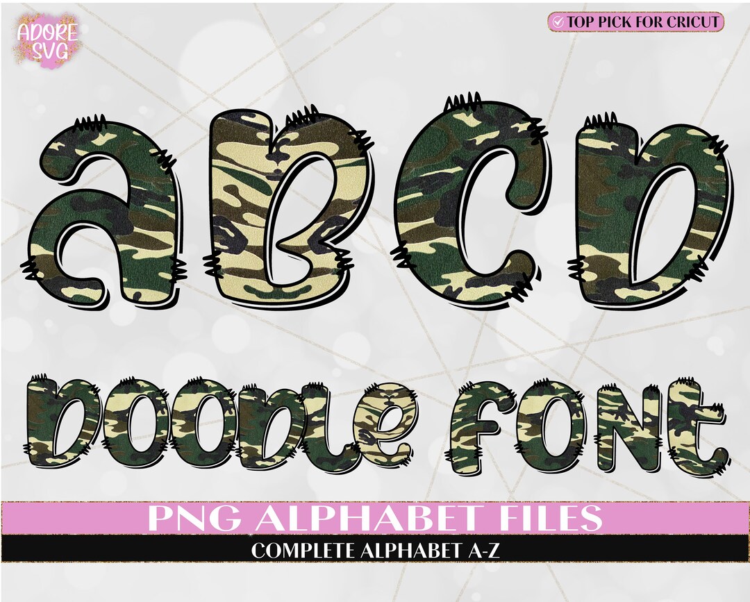 Camo Doodle Alphabet Letters PNG Military Camouflage Doodle - Etsy