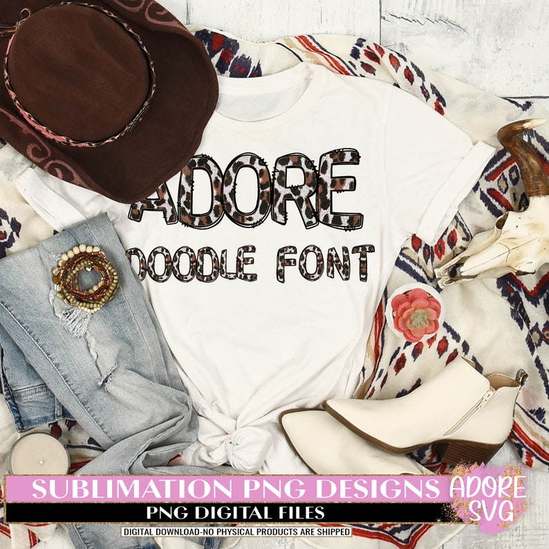 Glitter Cheetah Print Doodle Font Hand Drawn Doodle Font - Etsy