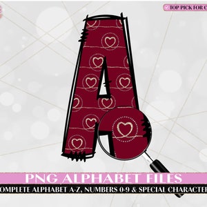 Hearts Alphabet Letters PNG Bundle, Hand Drawn Doodle Font, Valentine ...