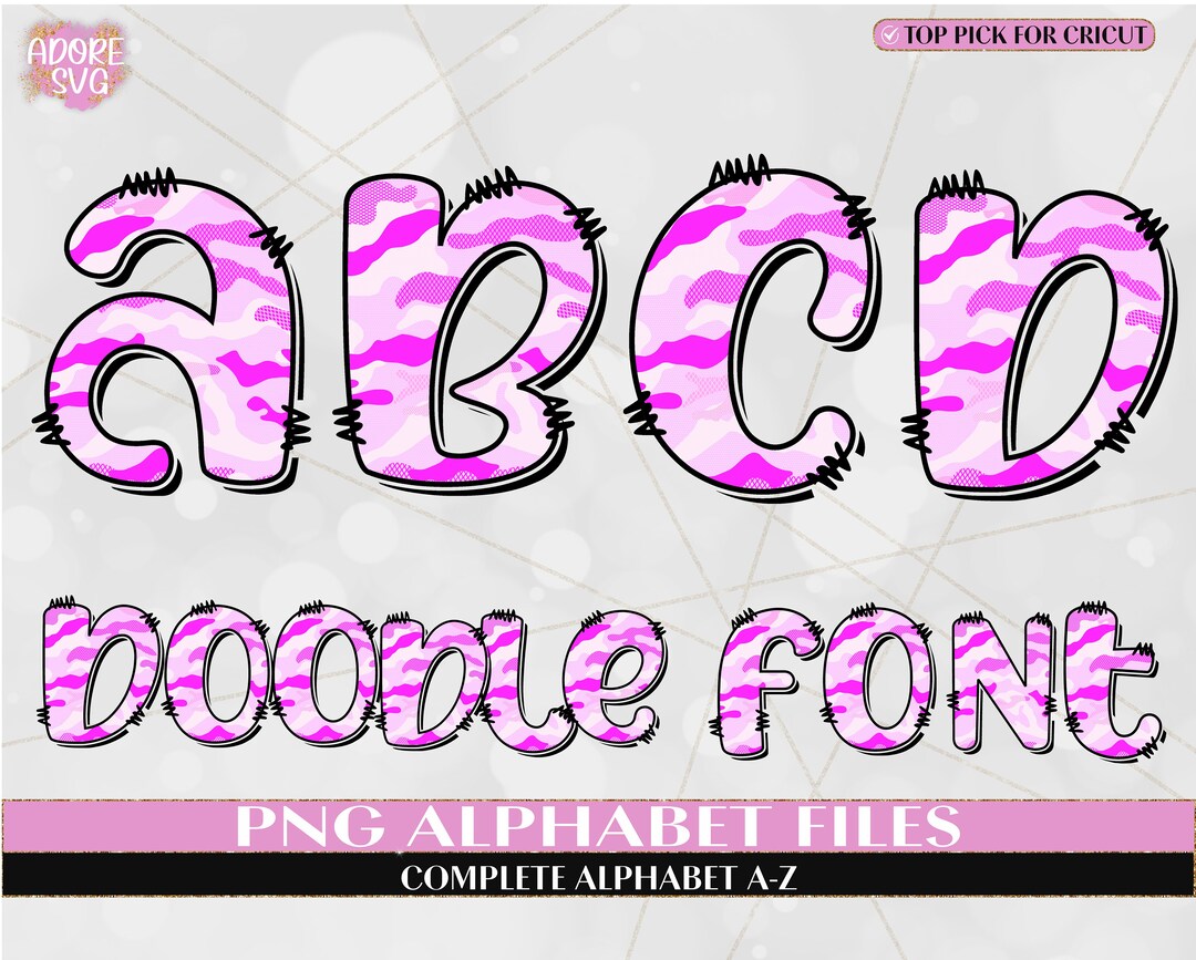 Camo Doodle Alphabet Letters PNG, Military Camouflage Doodle Font, Army ...
