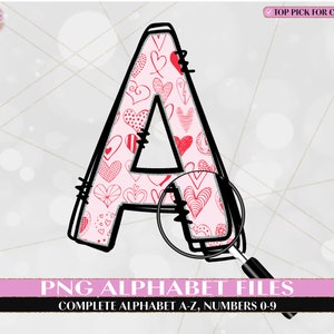 Valentine Hearts Doodle Font Bundle PNG Valentines Doodle - Etsy