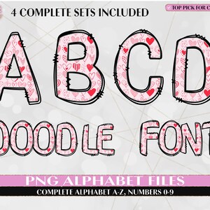 Valentine Hearts Doodle Font Bundle PNG Valentines Doodle - Etsy