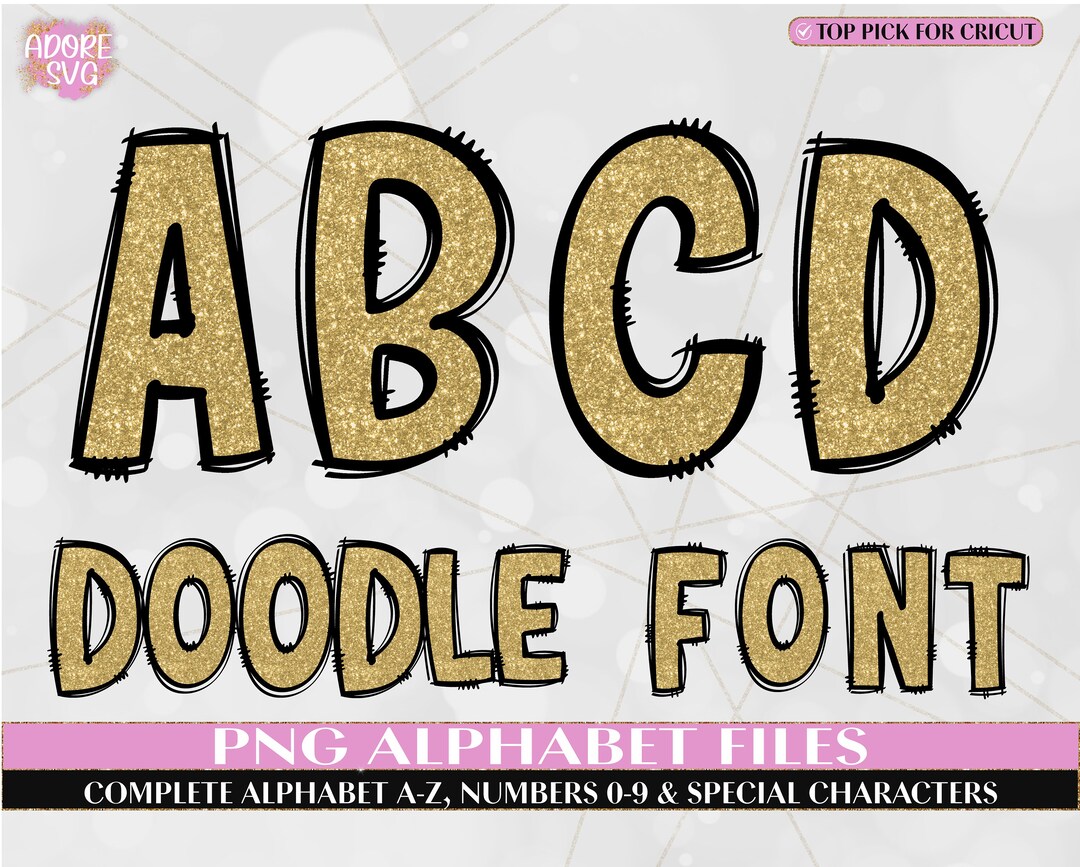 Glitter Doodle Letters PNG, Glitter Doodle Font, Glitter Doodle Font ...