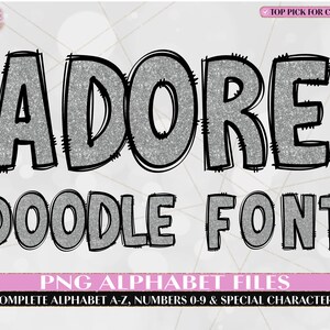 Rose Gold Glitter Doodle Letters PNG, Glitter Doodle Font, Glitter ...