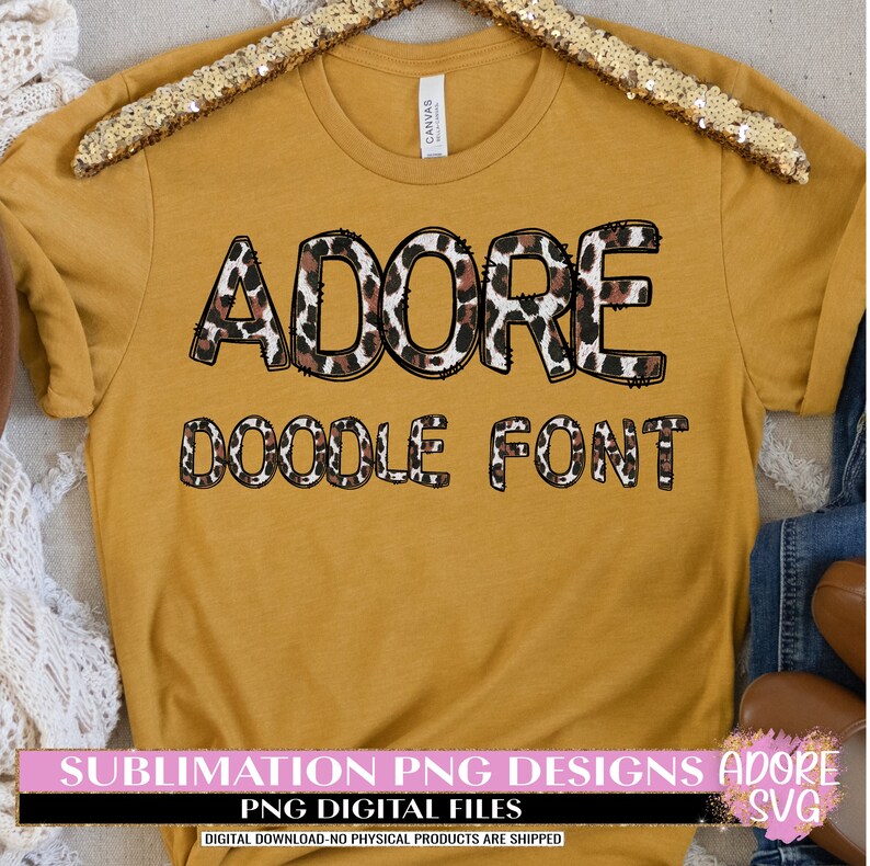 Glitter Cheetah Print Doodle Font Hand Drawn Doodle Font - Etsy