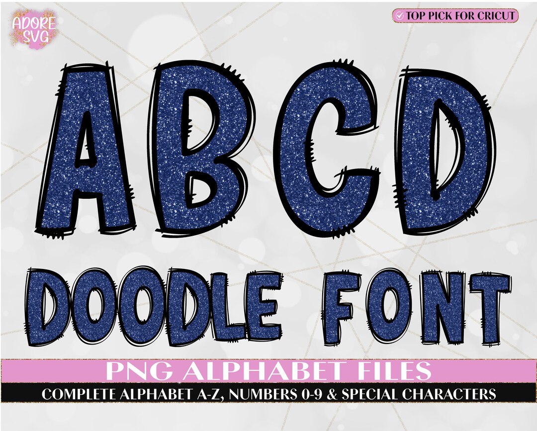 Glitter Doodle Letters PNG, Glitter Doodle Font, Glitter Doodle Font ...