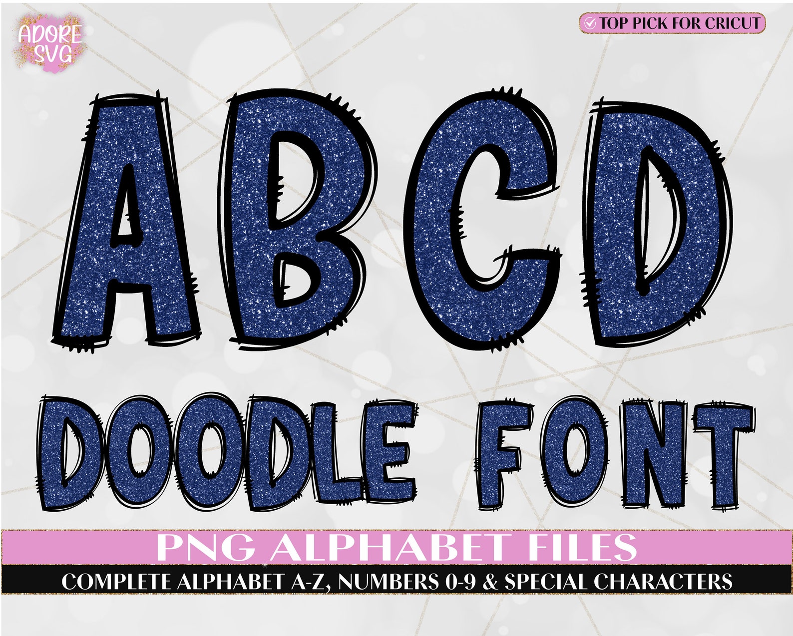 Glitter Doodle Letters PNG Glitter Doodle Font Glitter - Etsy