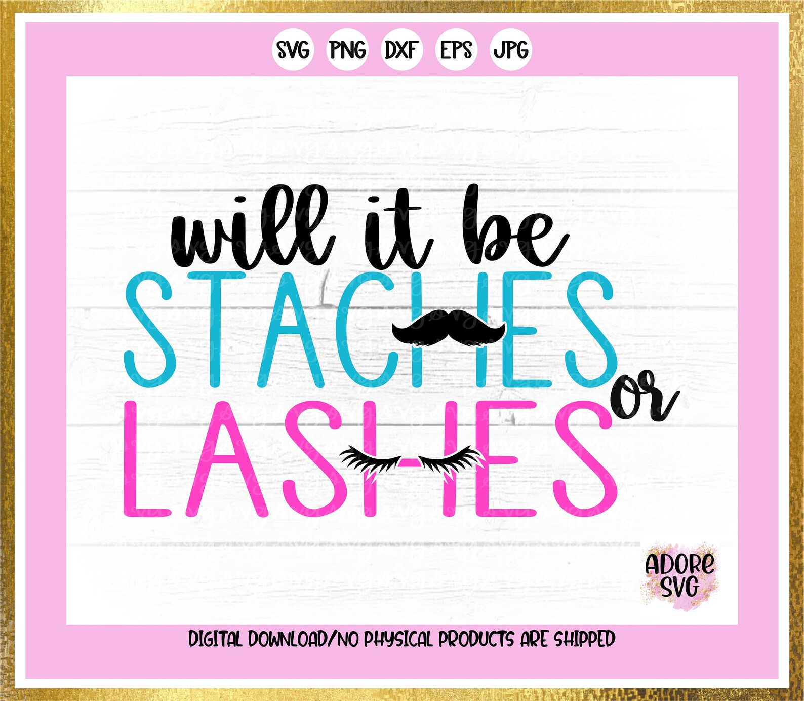 Gender Reveal Svg Staches or Lashes Svg Baby Gender Reveal - Etsy