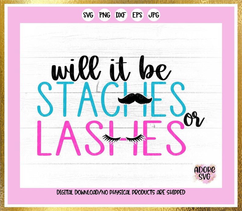 Gender Reveal Svg Staches or Lashes Svg Baby Gender Reveal - Etsy