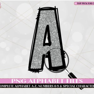 Rose Gold Glitter Doodle Letters PNG, Glitter Doodle Font, Glitter ...