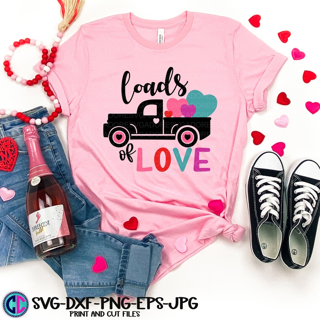 Valentines Day Svg Valentine Truck SVG Loads of Love SVG - Etsy