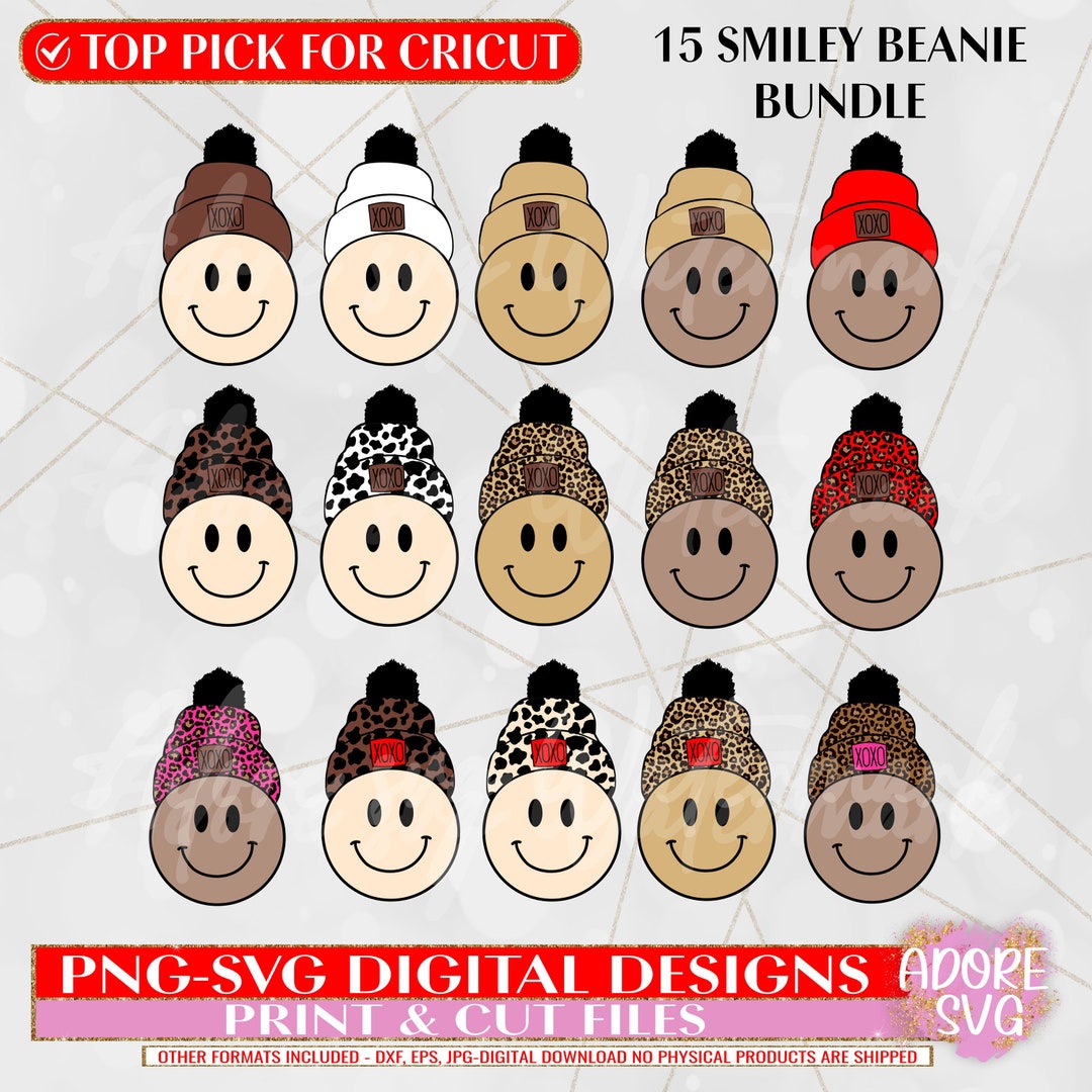 Retro Valentines Face With Beanie Png, Heart Eye Happy Face, New ...