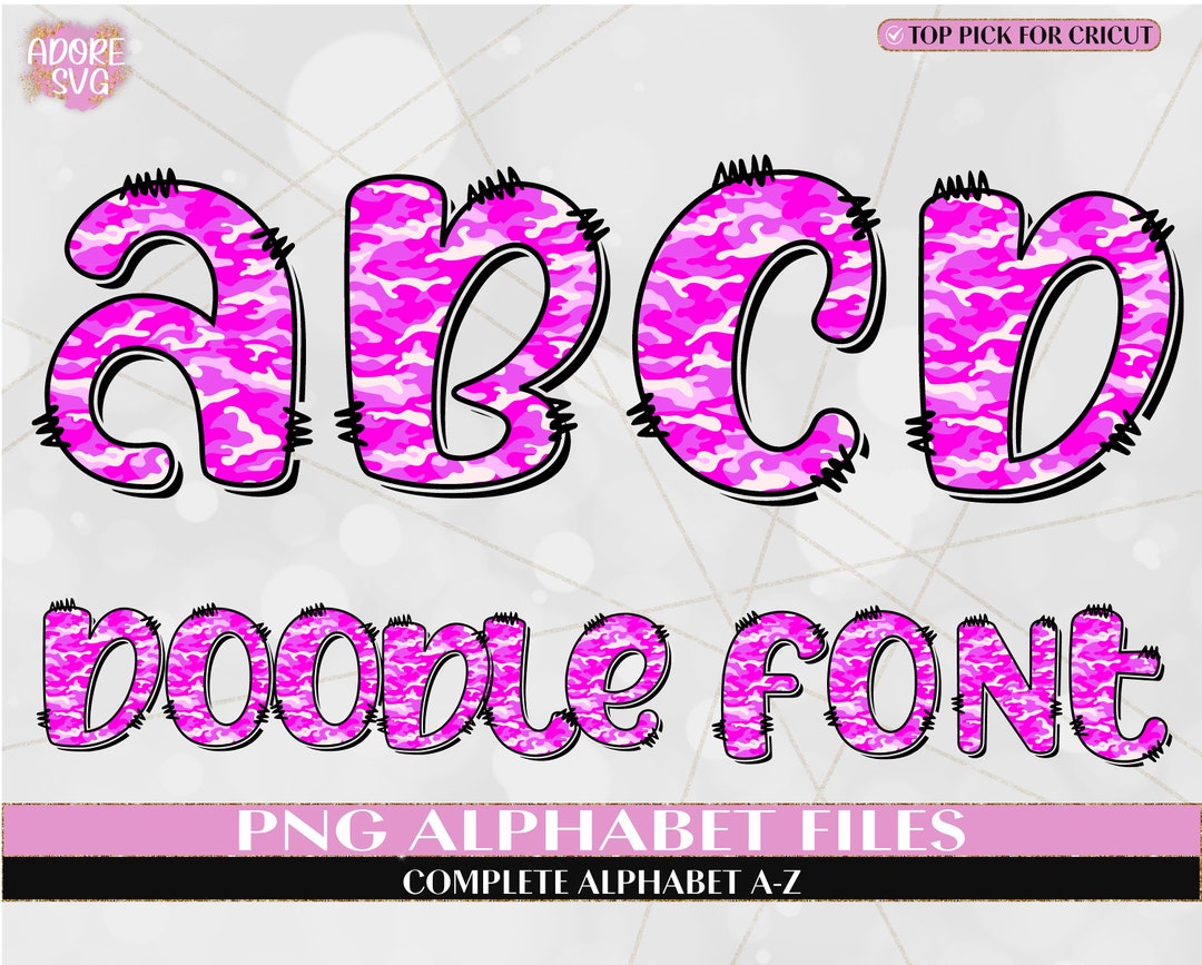 Camo Doodle Alphabet Letters PNG, Military Camouflage Doodle Font, Army ...