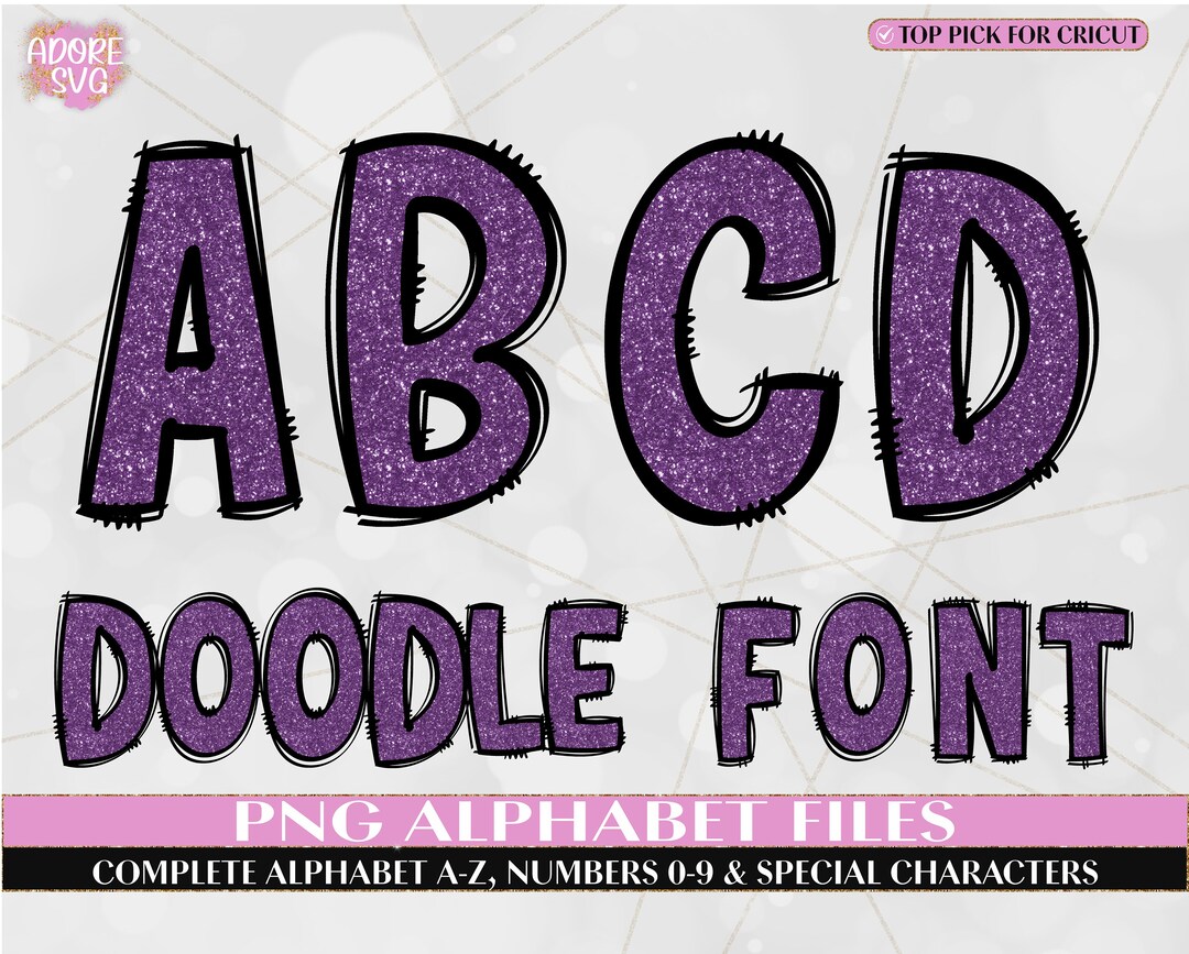Sparkle Glitter Doodle Letters PNG, Glitter Doodle Font, Glitter Doodle ...