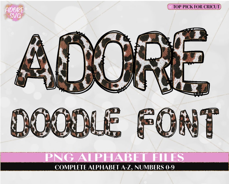 Glitter Cheetah Print Doodle Font Hand Drawn Doodle Font - Etsy