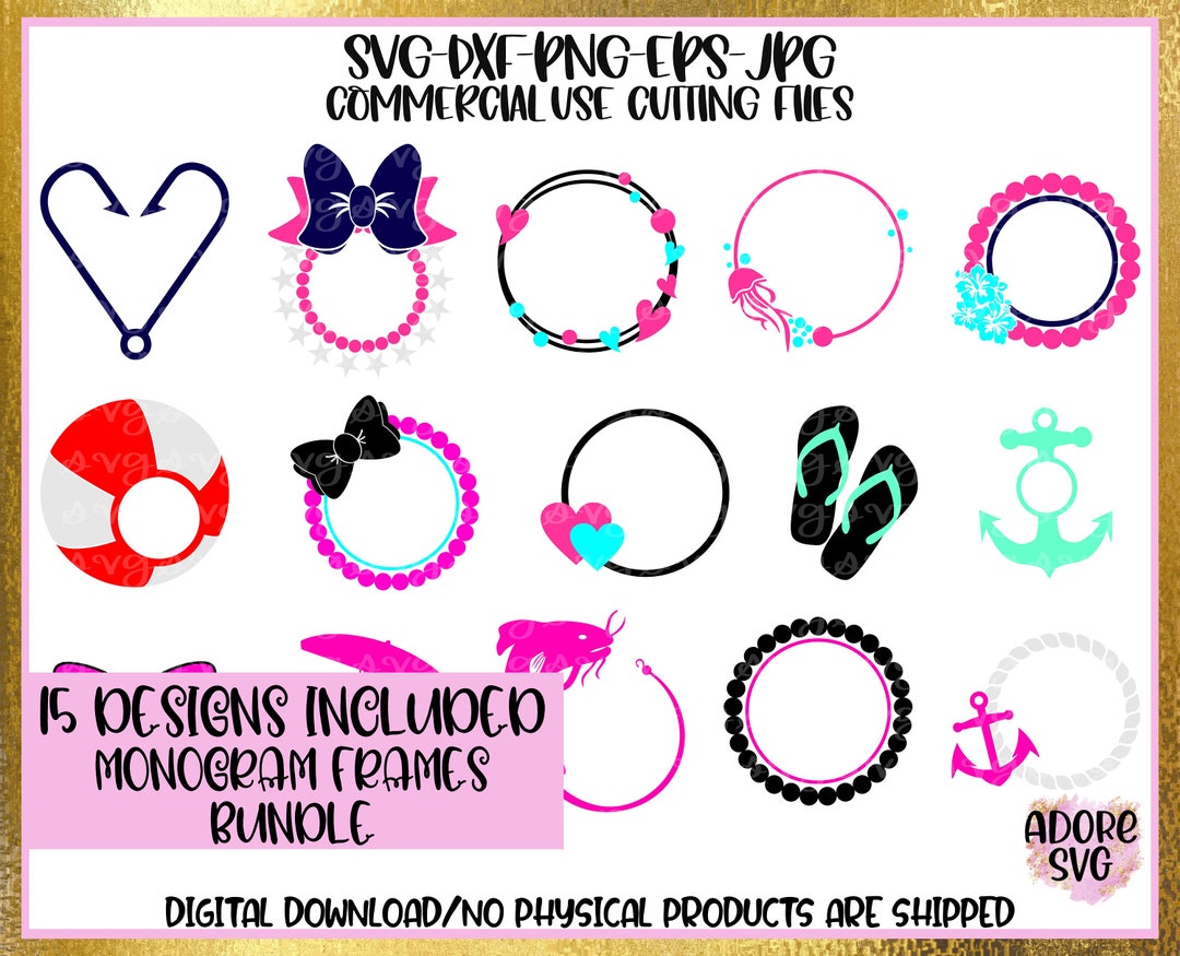 Monogram frame svg bundle monogram SVG Design Bundle - Etsy México