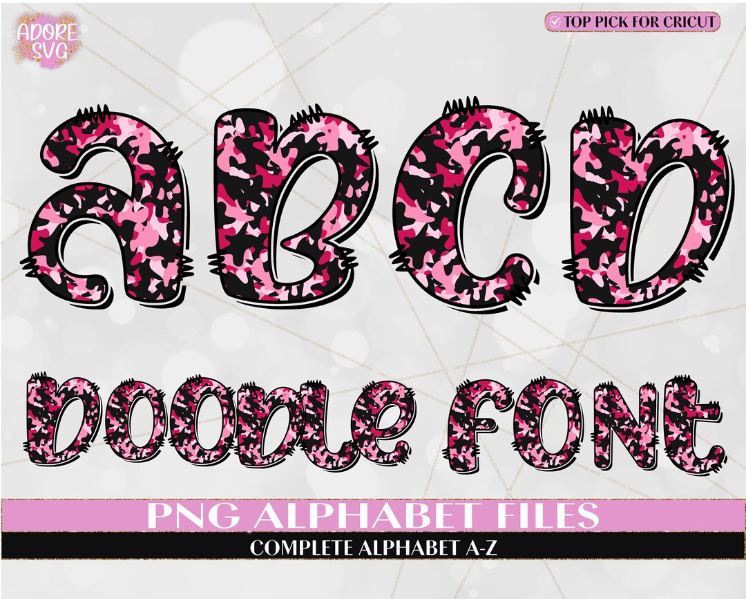 Camo Doodle Alphabet Letters PNG, Military Camouflage Doodle Font, Army ...