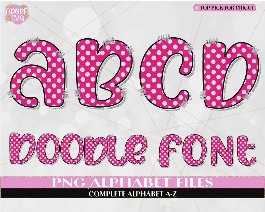 Polka Dots Glitter Doodle Font PNG, Polka Dot Doodle Font, Polka Dots ...