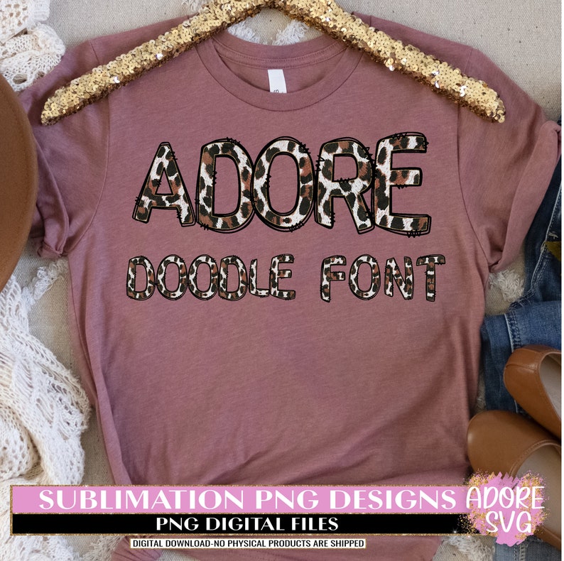 Glitter Cheetah Print Doodle Font Hand Drawn Doodle Font - Etsy