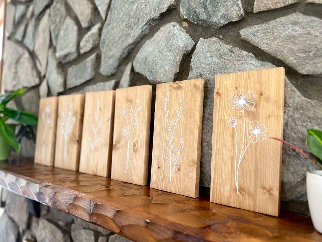 Botanicals Wooden Signs, Set of 6 Wood Signs | Handpainted Decor for ...