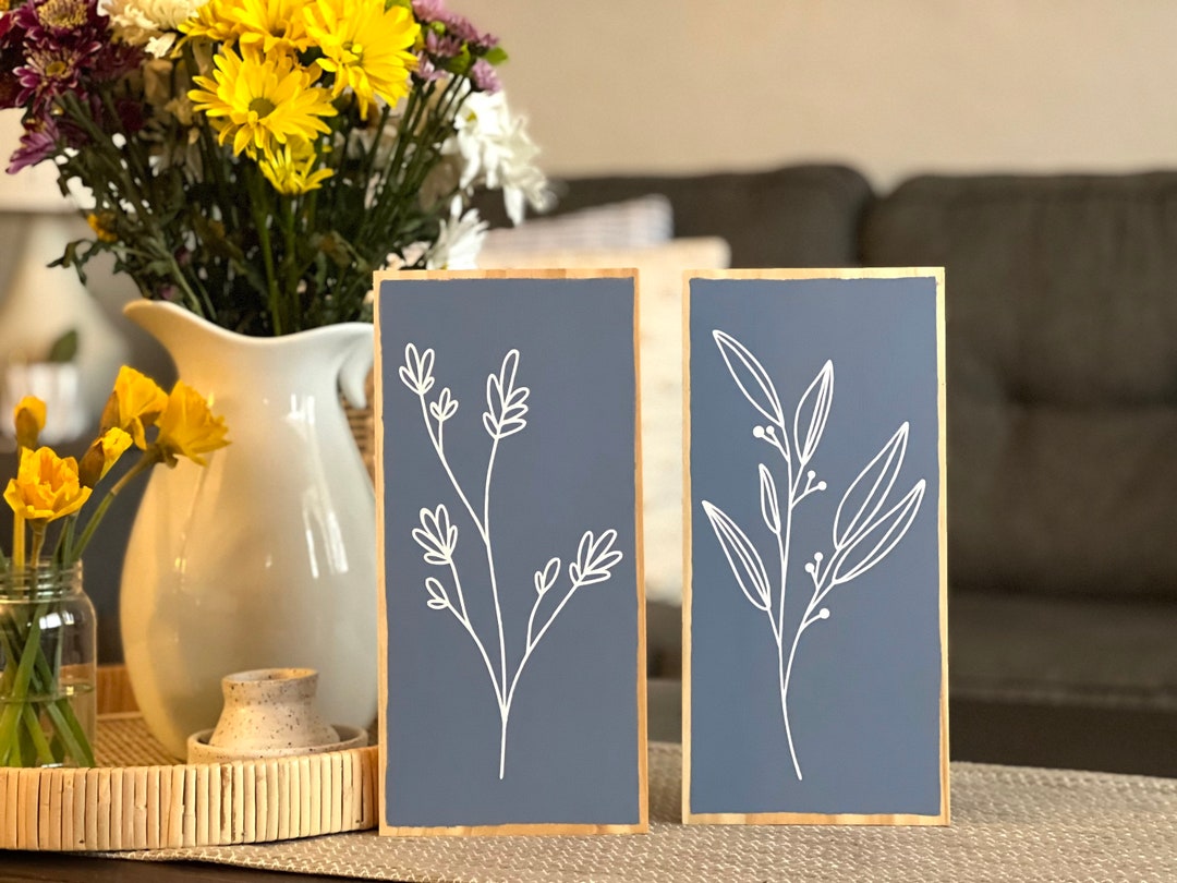 Botanicals Mini Wooden Signs | Set of 2 or Individual Signs | Decor for ...