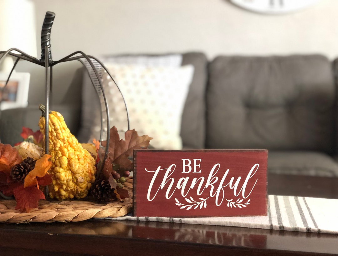 Be Thankful, Sign Mini Wood Signs for Fall Handpainted Gifts Rectangle ...