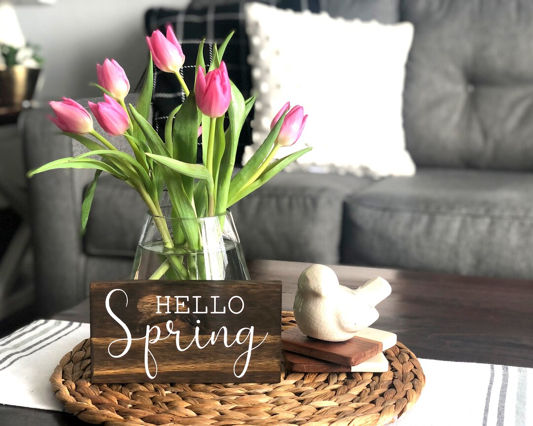 Hello Spring | Wood Signs | Mini Wooden Handpainted Signs for Spring ...
