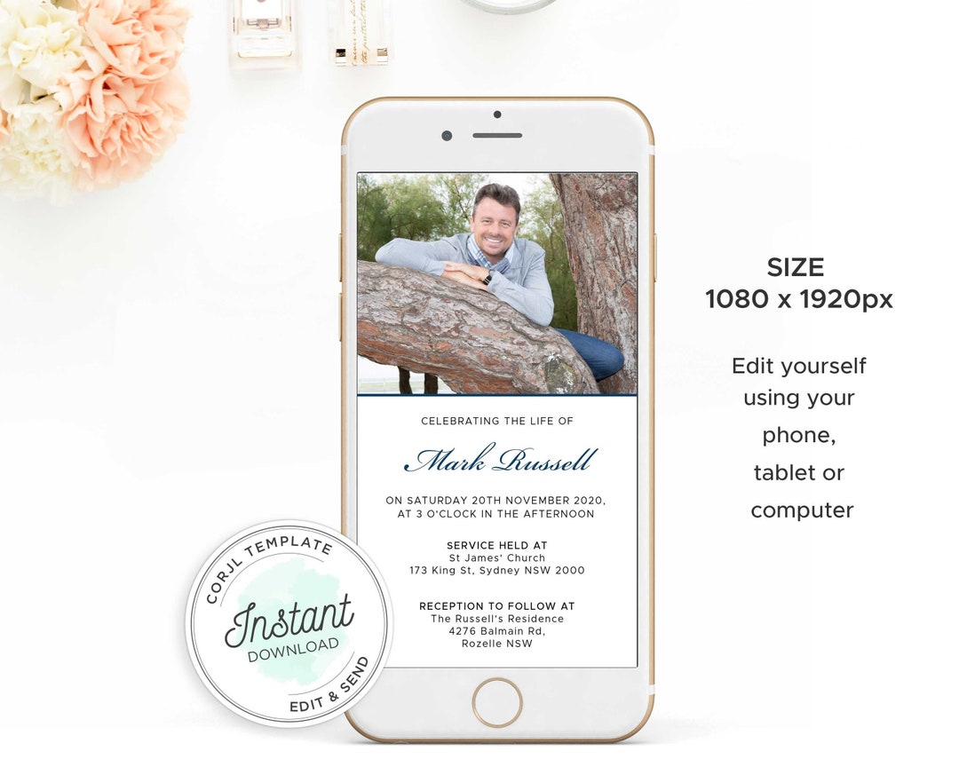 Celebration of Life, Electronic Funeral Announcement With Photo ...