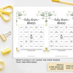 60 Printable Baby Shower Bingo, Penguin Prefilled Bingo Cards, PBS01 ...