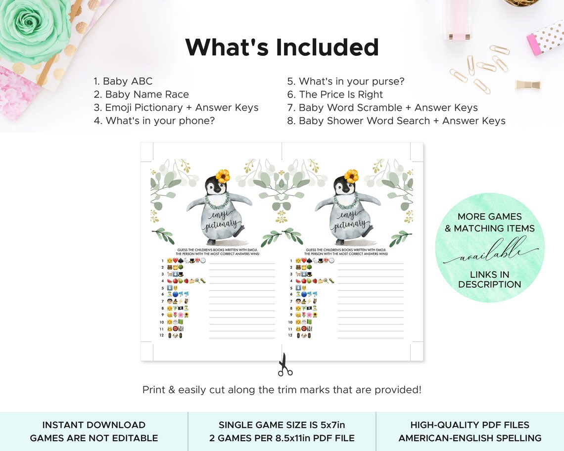 8 Baby Shower Games for Gender Neutral Theme / Printable | Etsy