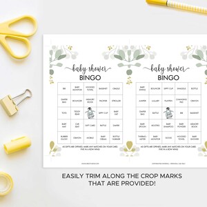 Printable Penguin Baby Shower Bingo, 60 Unique Greenery Bingo Cards ...