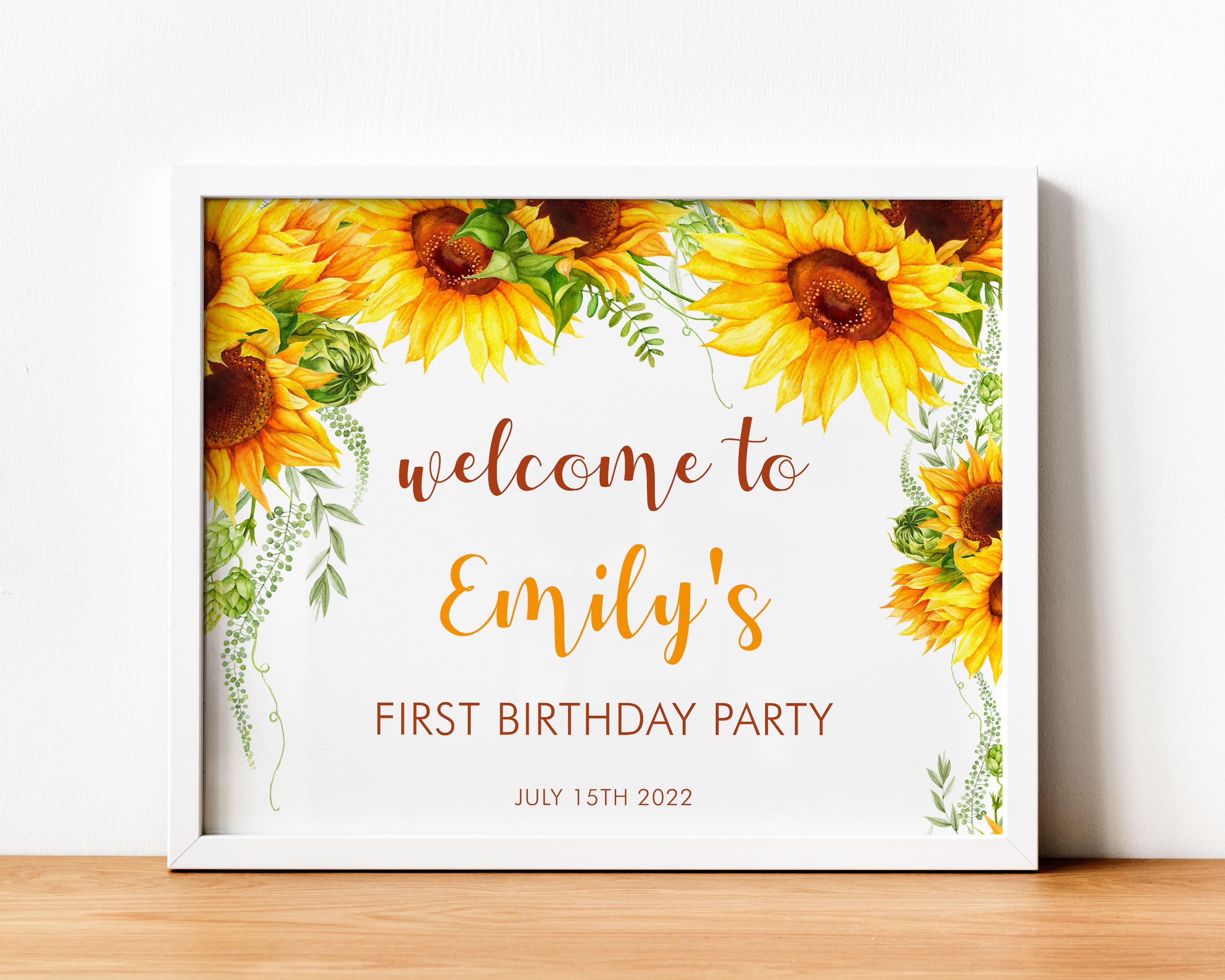 EDITABLE Sunflower Birthday Welcome Sign Digital Welcome | Etsy