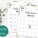 Printable Penguin Baby Shower Bingo, 60 Unique Greenery Bingo Cards ...