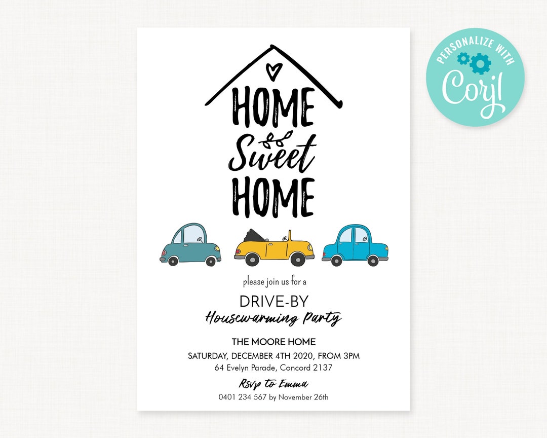 Drive by House Warming Party Invitation, New Home Invite, Corjl ...