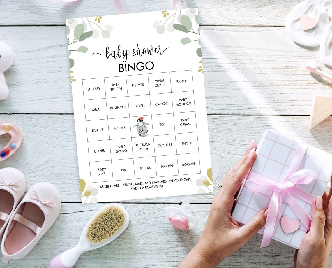 60 Printable Baby Shower Bingo Penguin Prefilled Bingo Cards | Etsy ...
