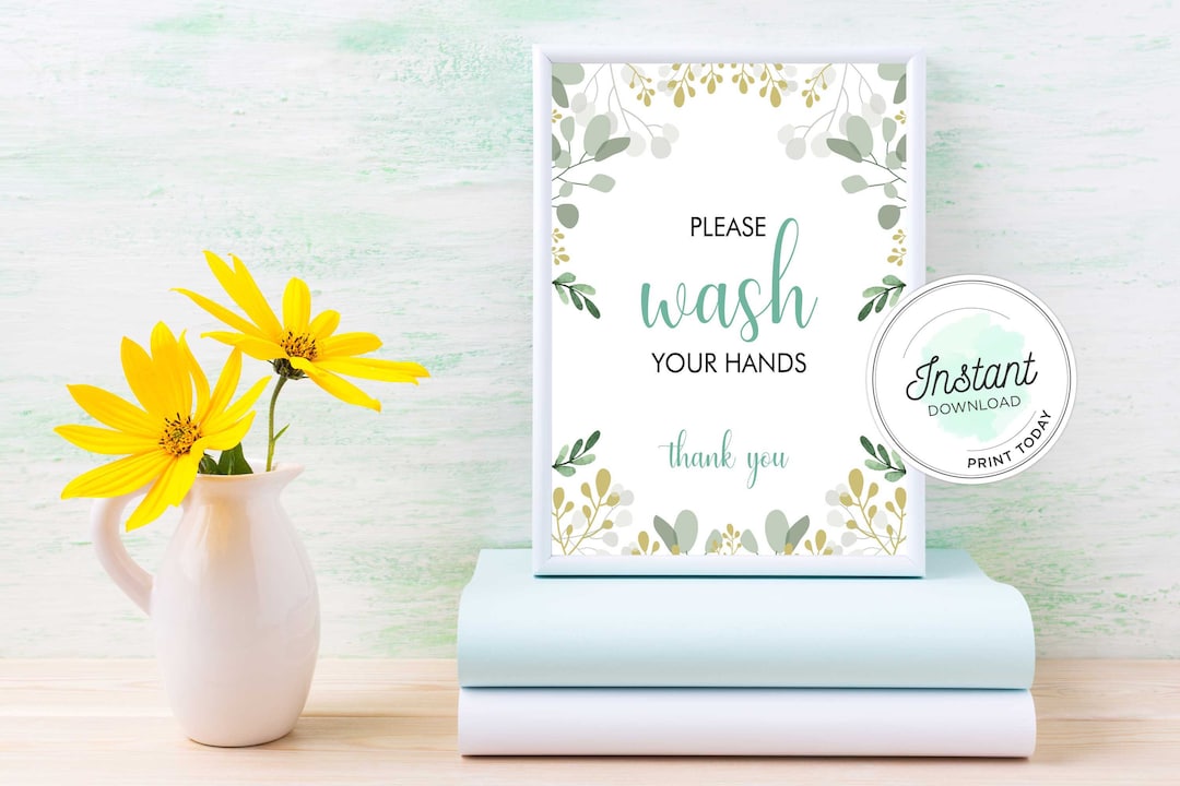 Wash Your Hands Printable Poster, Hand Washing Sign Digital Download ...