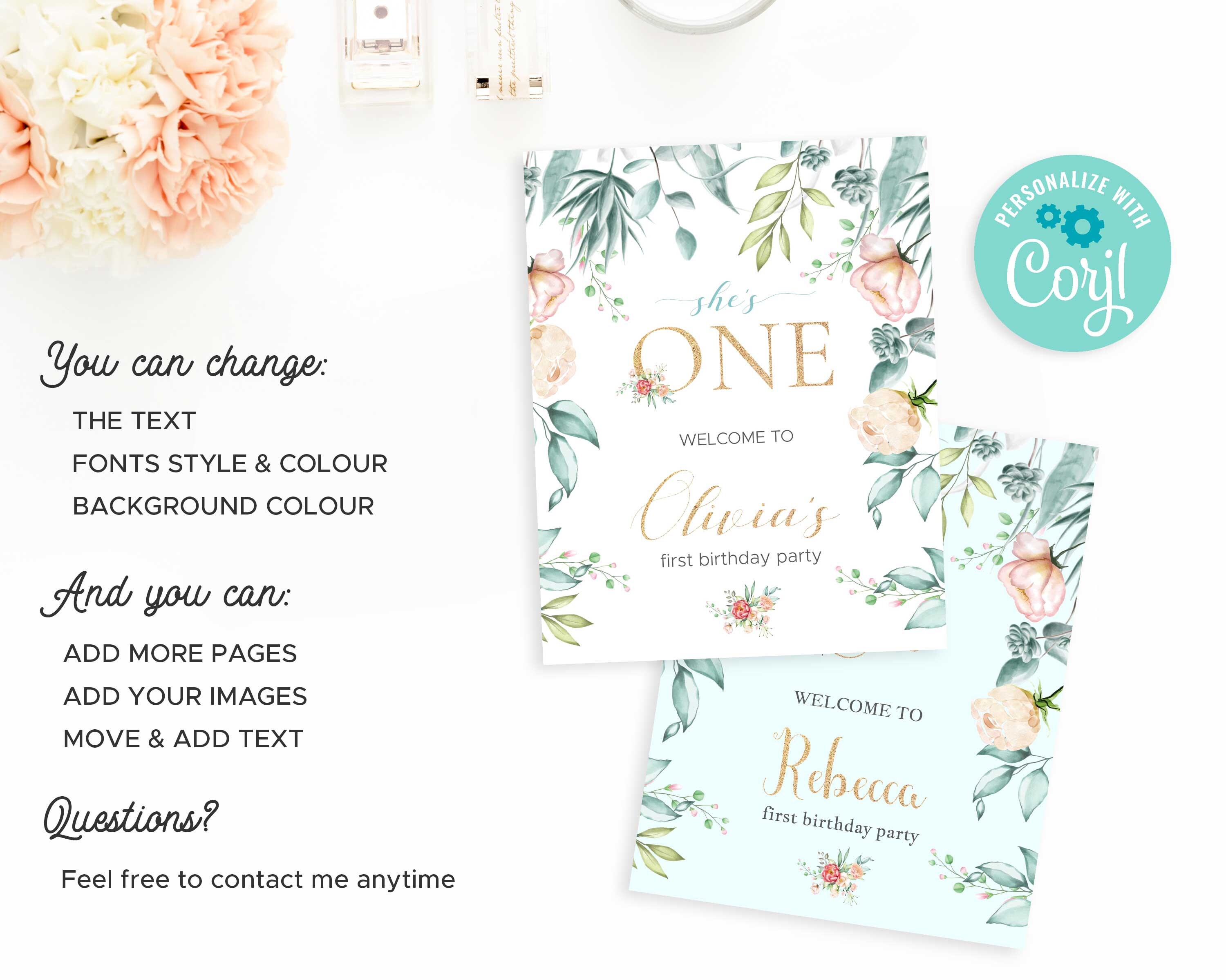 EDITABLE Welcome Sign Printable, Welcome Board, Custom Birthday Sign ...