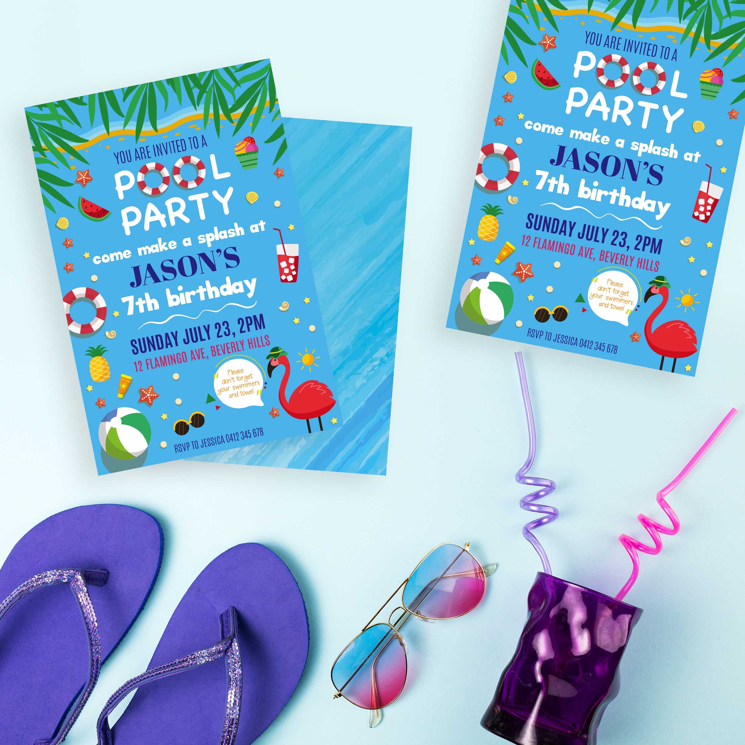 Editable Pool Party Invitation Pool Birthday Invite Summer - Etsy