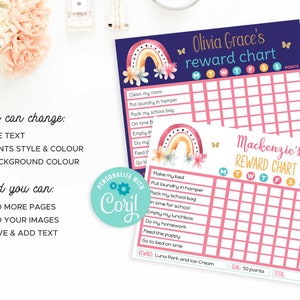 EDITABLE Chore Chart Template Rainbow, Printable Behavior ...