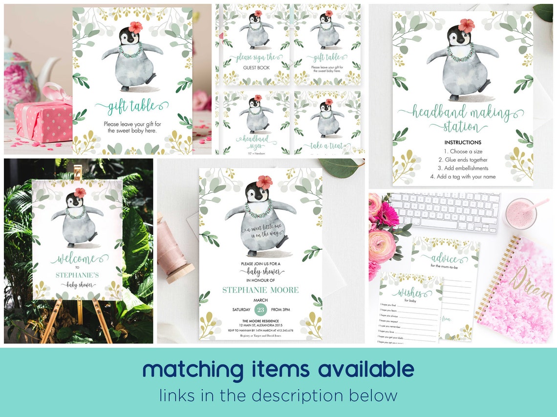 60 Printable Baby Shower Bingo Penguin Prefilled Bingo Cards | Etsy ...