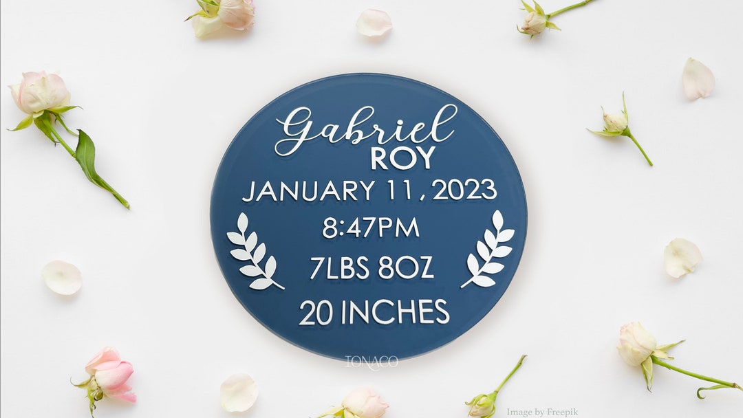 Baby Birth Announcement Acrylic Sign | Newborn Statistics | Custom Name ...