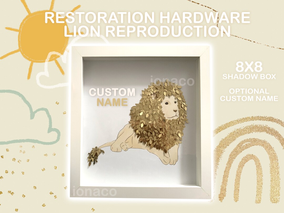 Restoration Hardware Lion Reproduction | 8x8 Shadow Box | Custom Name ...