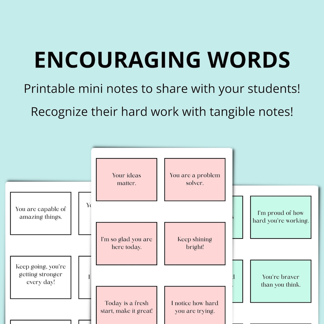 Printable Encouraging Notes for Students - Positive Teacher Notes ...