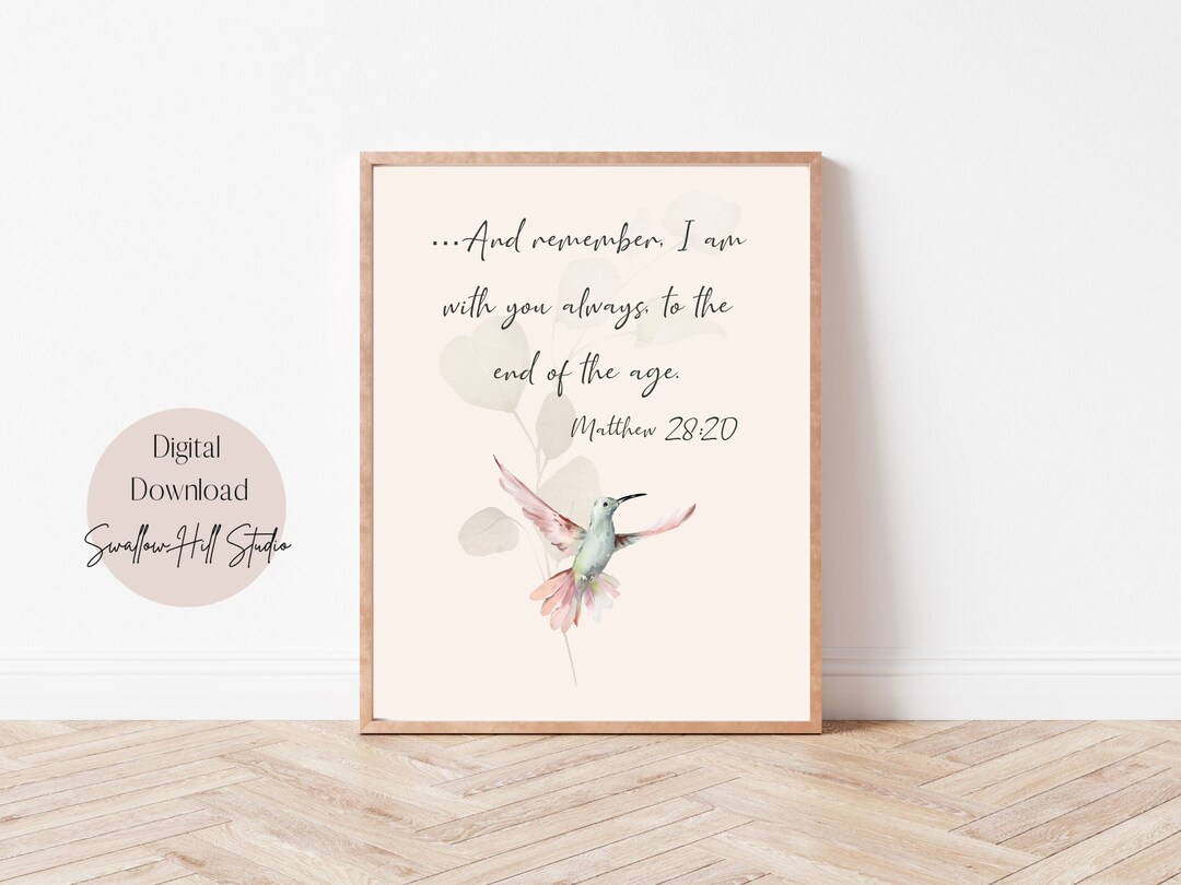 Bible Verse Printable - Scripture Art -matthew 28:20 - Instant Digital ...