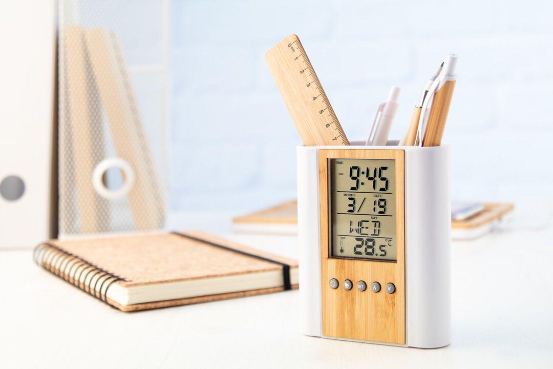 Wooden Digital Clock and Pen Stand - Etsy